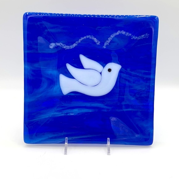 Art | Fused Glass White Dove Plate | Poshmark